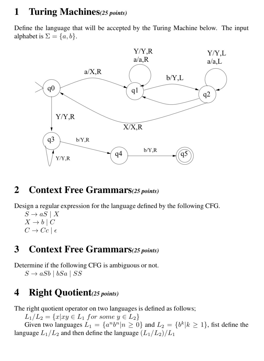 Solved 1 ﻿Turing Machines(25 ﻿points)Define the language | Chegg.com
