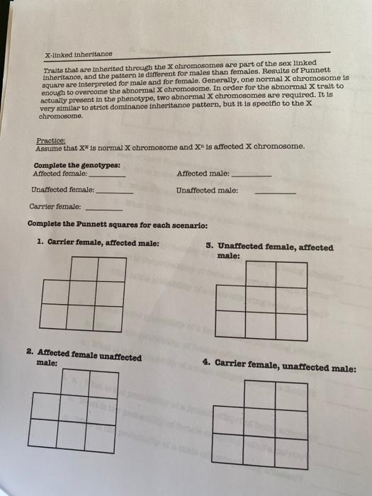 Solved X-linked inheritance Traits that are inherited | Chegg.com