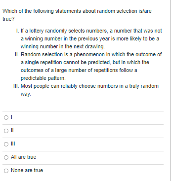 Solved Which of the following statements about random | Chegg.com