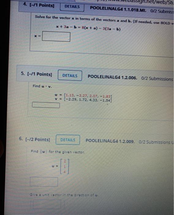 Solved 4. [-/1 Points] DETAILS Sigh.net/web/Ste POOLELINALG4 | Chegg.com