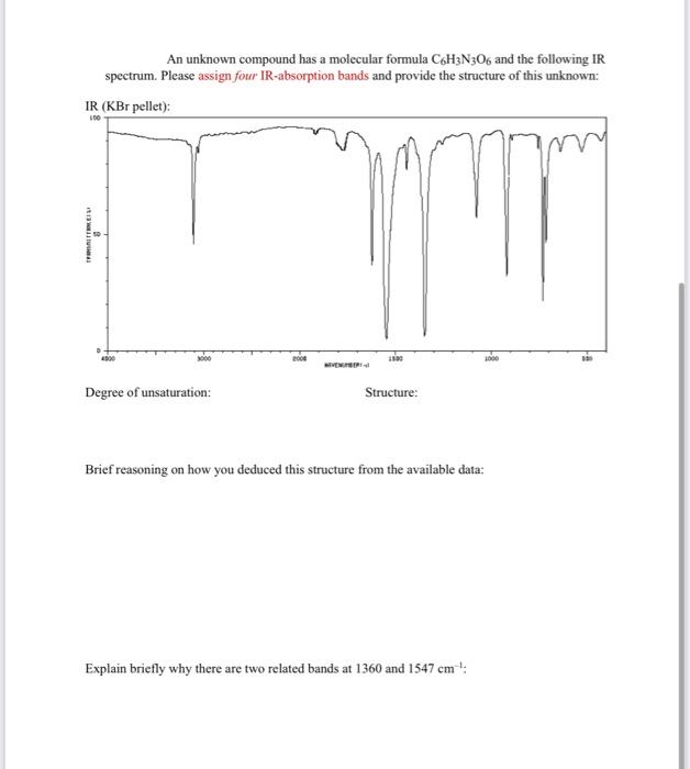 Solved An unknown compound has a molecular formula C6H3 N3O6 | Chegg.com