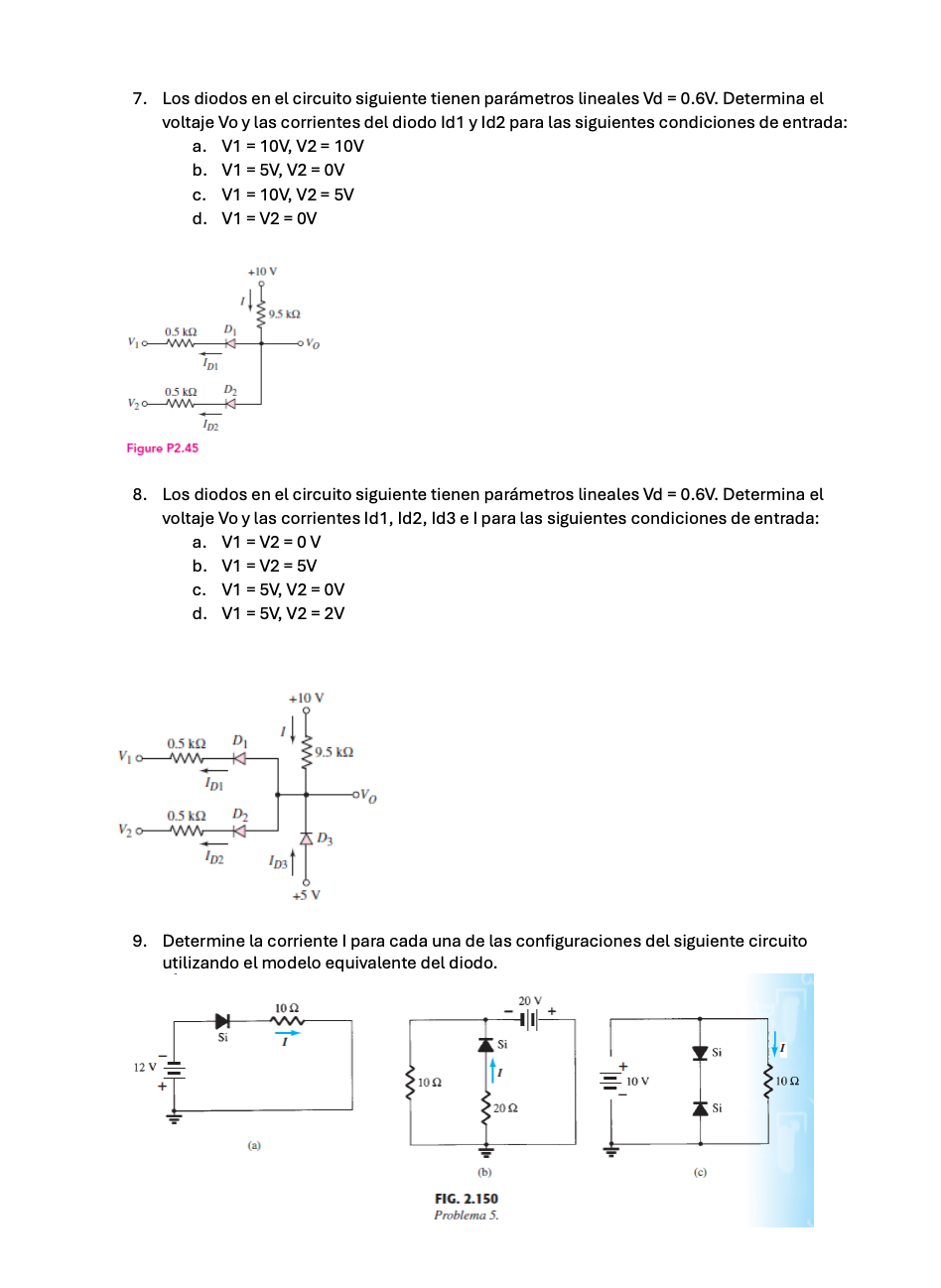 Solved Los diodos en el circuito siguiente tienen parámetros | Chegg.com