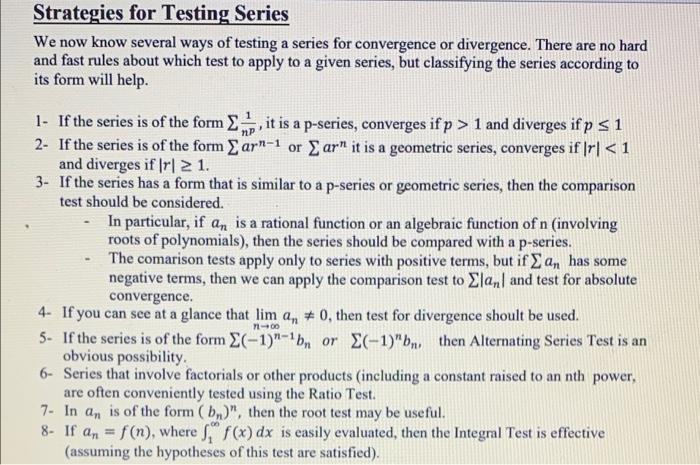 Solved State which test is used to test the series and then | Chegg.com