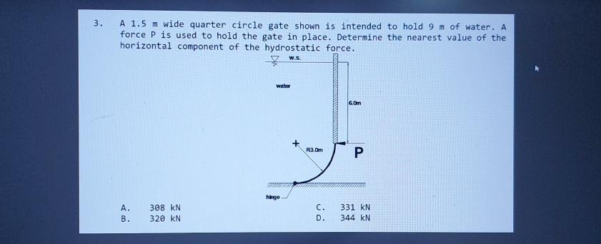 Solved A 1.5m wide quarter circle gate shown is intended to | Chegg.com