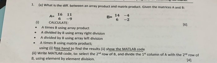 Solved 1. (a) What is the diff. between an array product and | Chegg.com