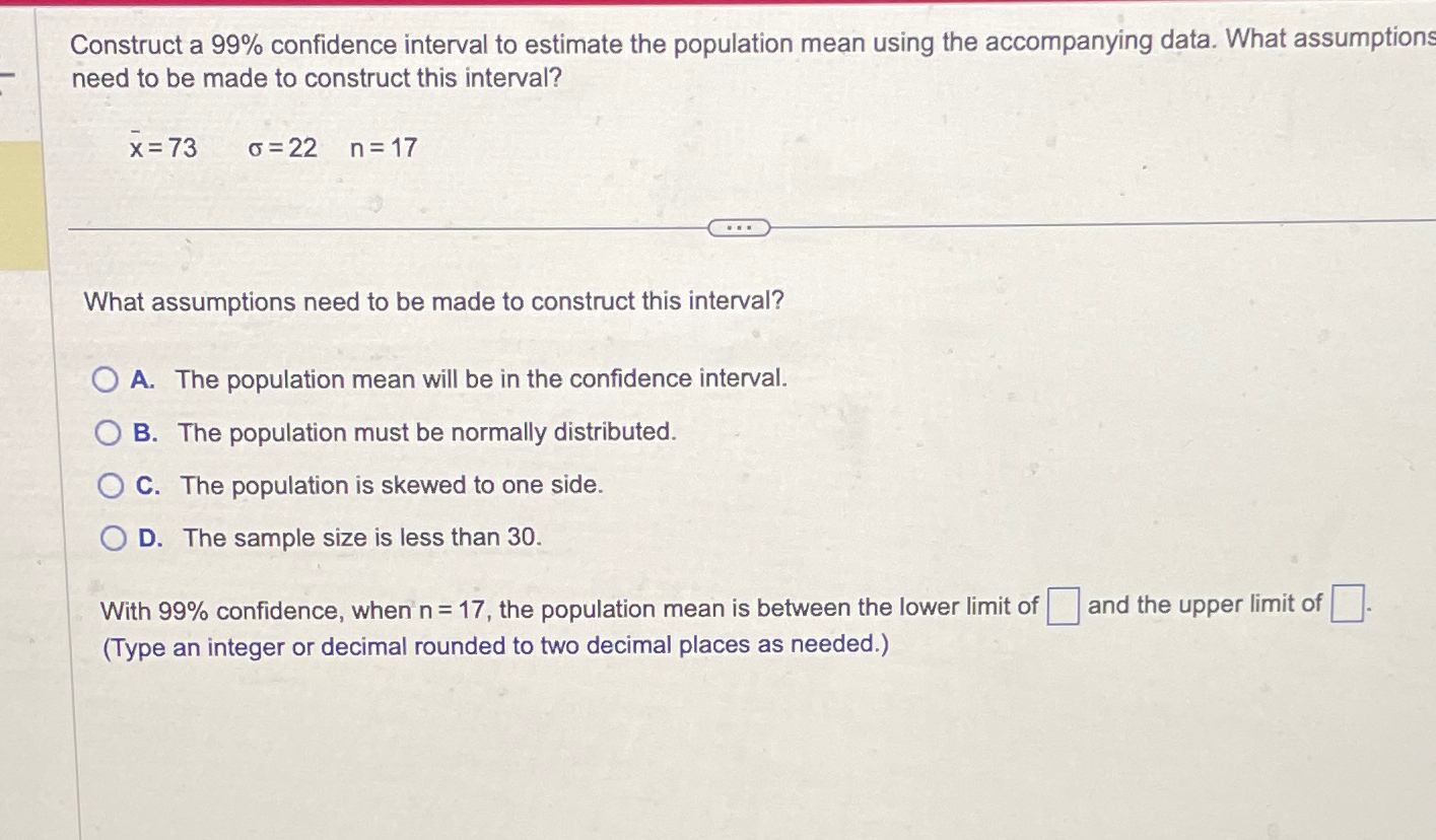 Solved Construct a 99% ﻿confidence interval to estimate the | Chegg.com
