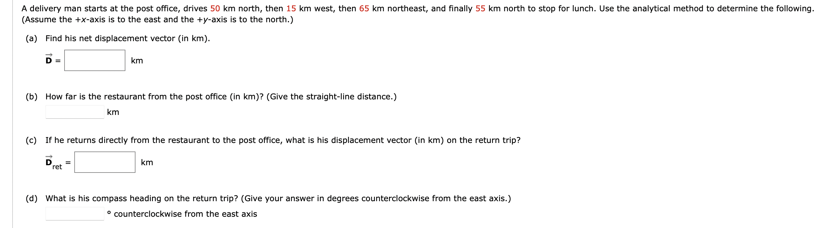 Solved (Assume the +x-axis is to the east and the +y-axis is | Chegg.com