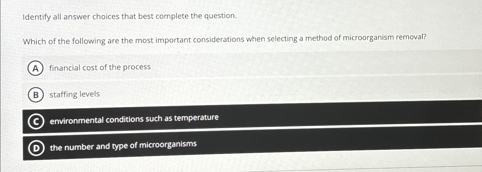Solved Identify all answer choices that best complete the | Chegg.com
