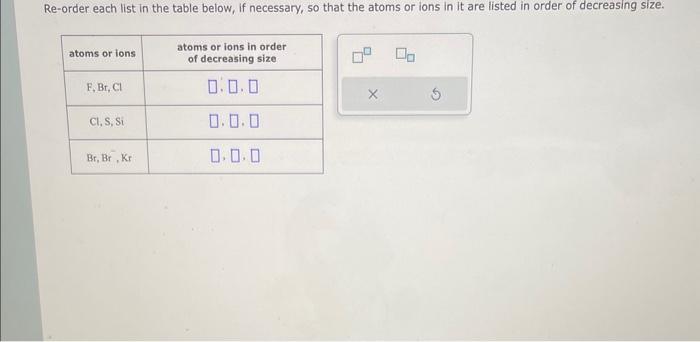 Solved Re-order each list in the table below, if necessary, | Chegg.com