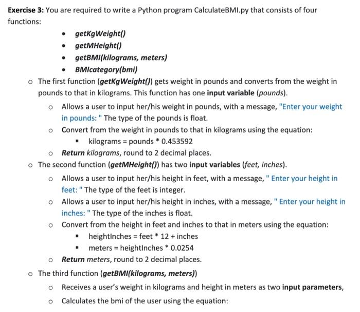 Solved Exercise 3: You are required to write a Python | Chegg.com