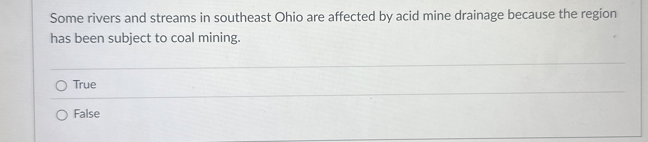 Solved Some rivers and streams in southeast Ohio are | Chegg.com