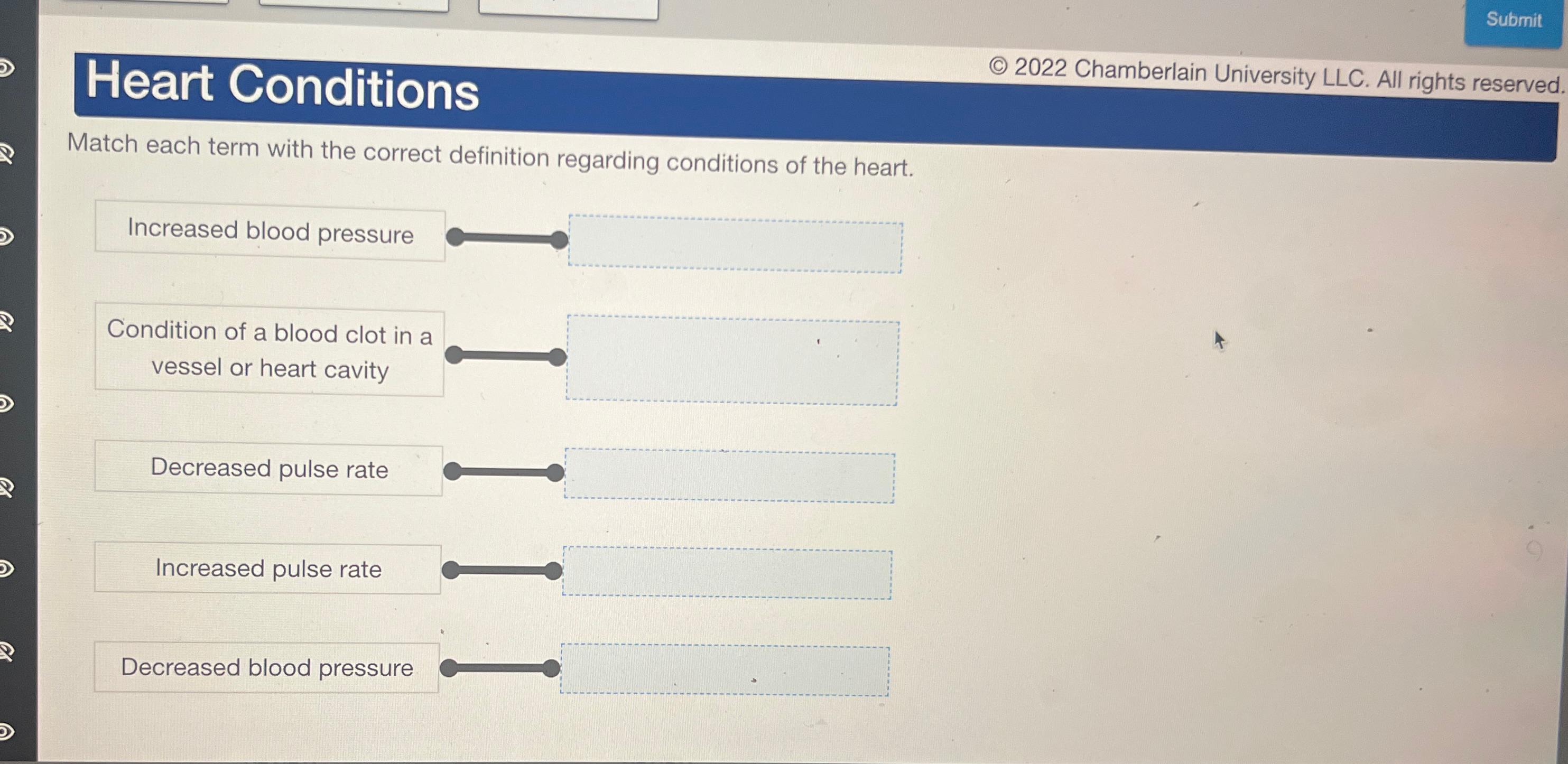 Solved Heart ConditionsC 2022 ﻿Chamberlain University LLC. | Chegg.com
