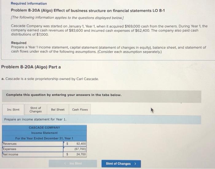 Solved Required information Problem 8-20A (Algo) Effect of | Chegg.com