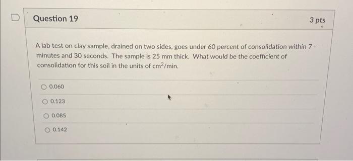 Solved A lab test on clay sample, drained on two sides, goes | Chegg.com