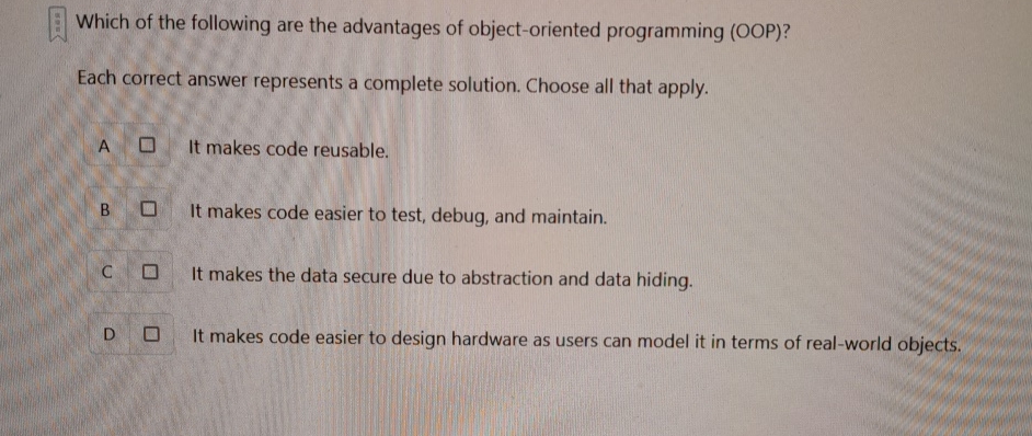 Solved Which of the following are the advantages of | Chegg.com