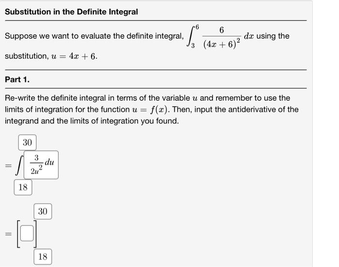 Solved Substitution in the Definite Integral Suppose we want | Chegg.com