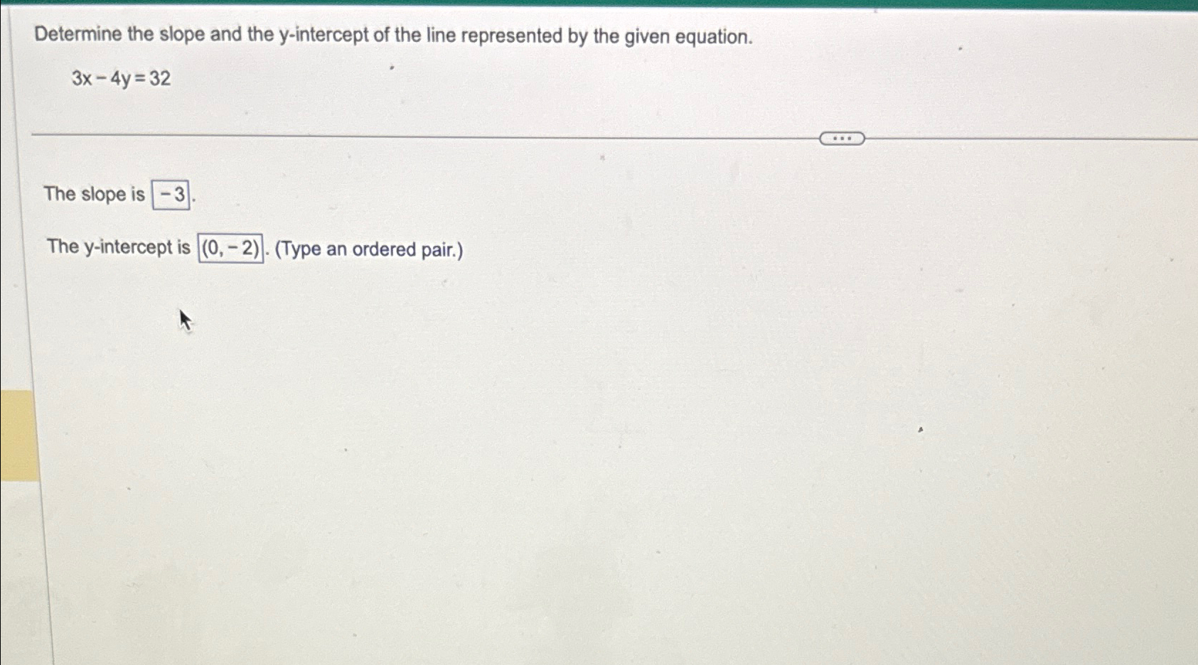 Solved Determine the slope and the y-intercept of the line | Chegg.com