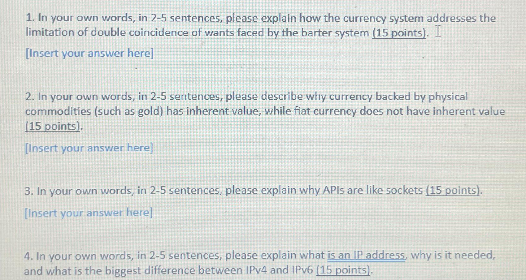 Solved In your own words, in 2-5 ﻿sentences, please explain | Chegg.com