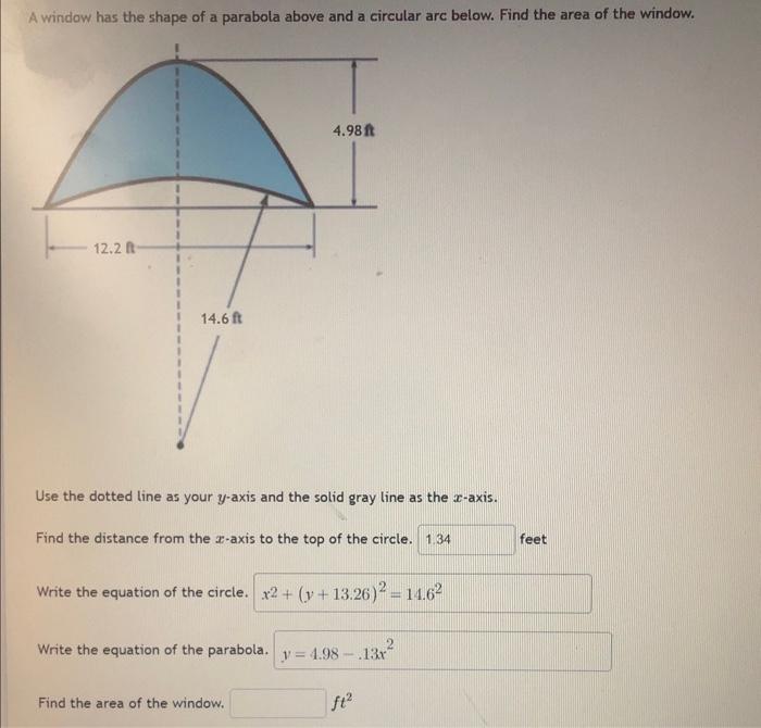 Solved A window has the shape of a parabola above and a | Chegg.com