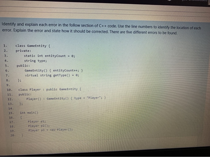 Solved Identify and explain each error in the follow section | Chegg.com