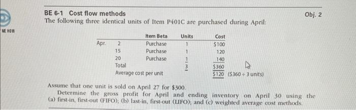 Solved BE 6-1 Cost flow methods The following three | Chegg.com