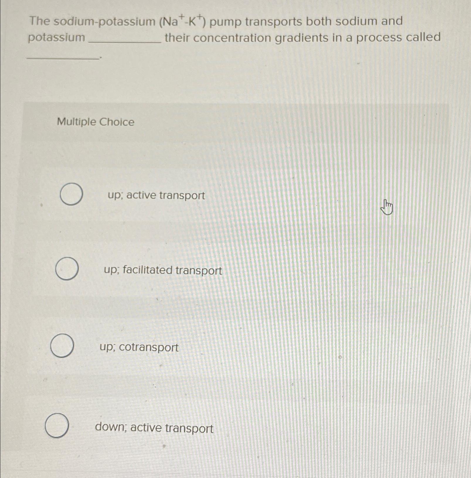 Solved The sodium-potassium (Na+-K+)pump transports both | Chegg.com