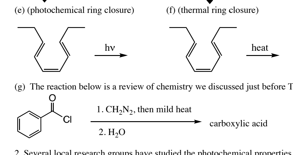 Solved (e) (photochemical ring closure) (f) (thermal ring | Chegg.com