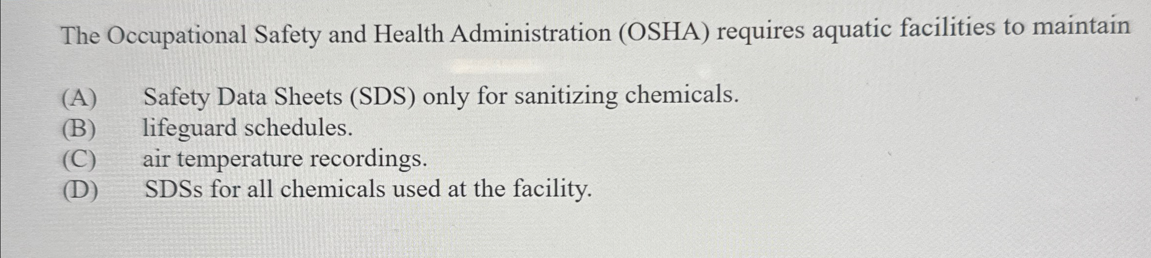 Solved The Occupational Safety and Health Administration | Chegg.com