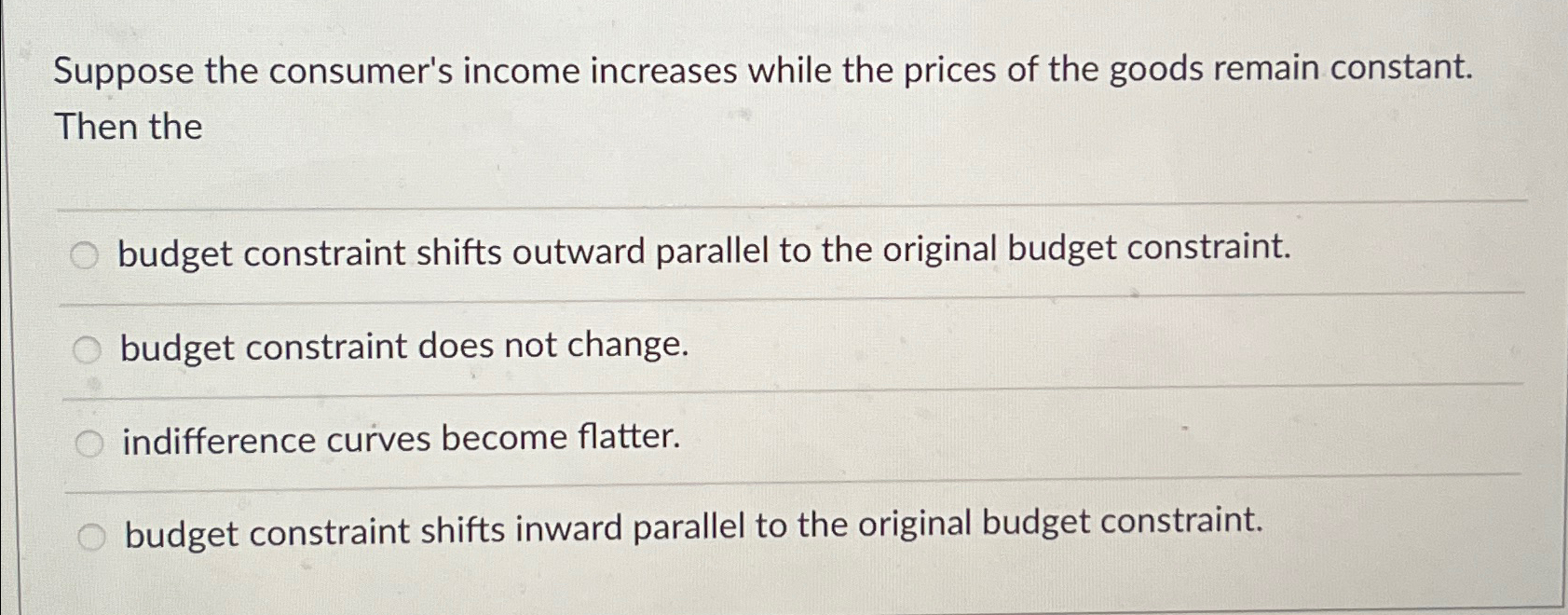 Solved Suppose the consumer's income increases while the | Chegg.com