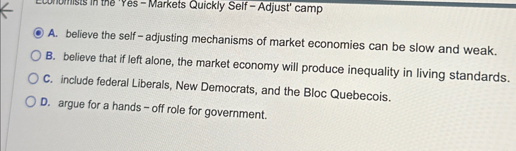 Solved A. ﻿believe the self-adjusting mechanisms of market | Chegg.com