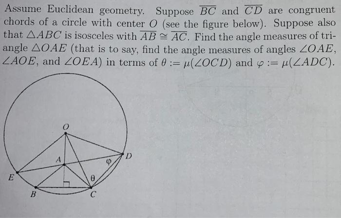 Solved Assume Euclidean geometry. Suppose BC and CD are | Chegg.com
