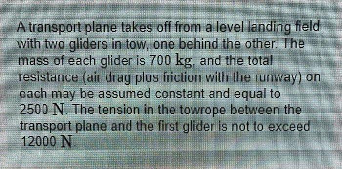 Solved A transport plane takes off from a level landing | Chegg.com