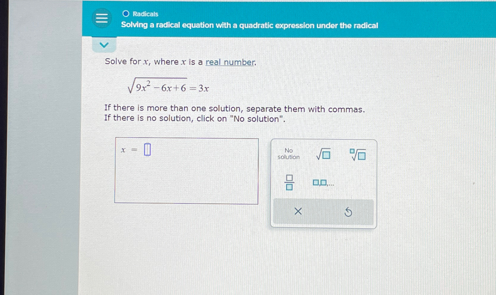 Solved RadicalsSolving a radical equation with a quadratic | Chegg.com