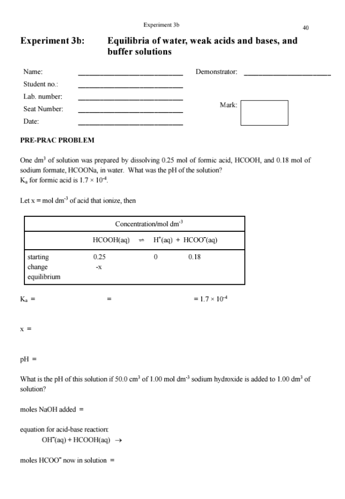 Solved Experiment 3b 40 Experiment 3b: Equilibria of water, | Chegg.com