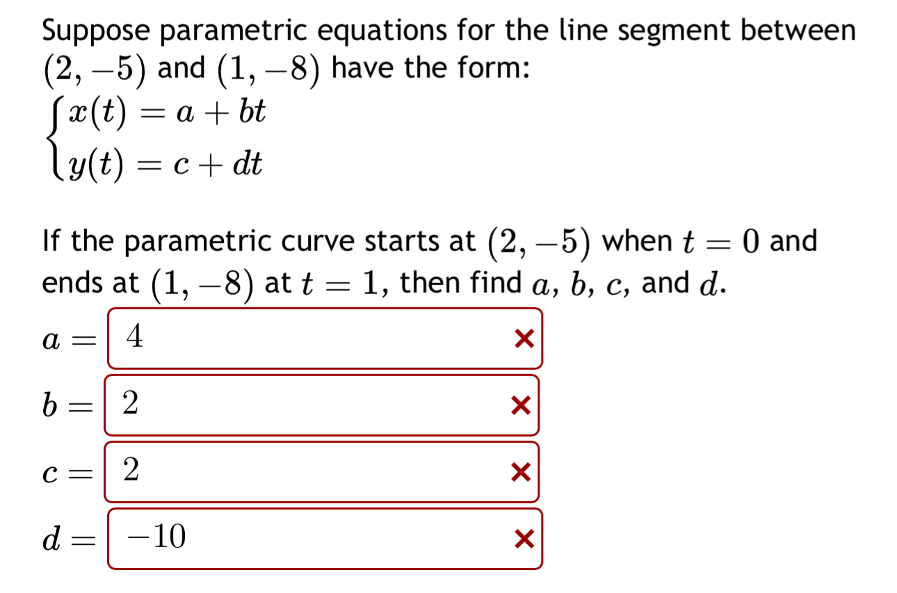 Solved Suppose parametric equations for the line segment | Chegg.com