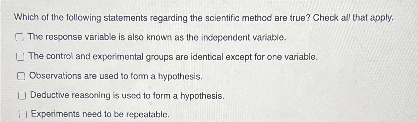Solved Which of the following statements regarding the | Chegg.com