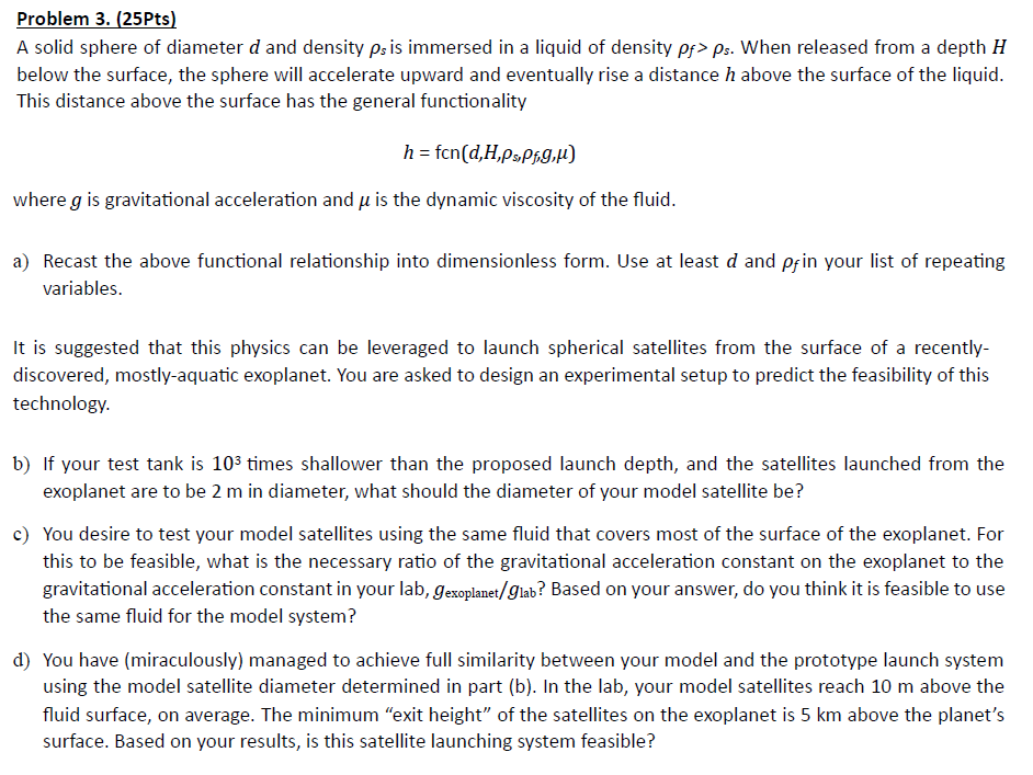 Solved Problem 3. (25Pts) ﻿A solid sphere of diameter \( ﻿d | Chegg.com