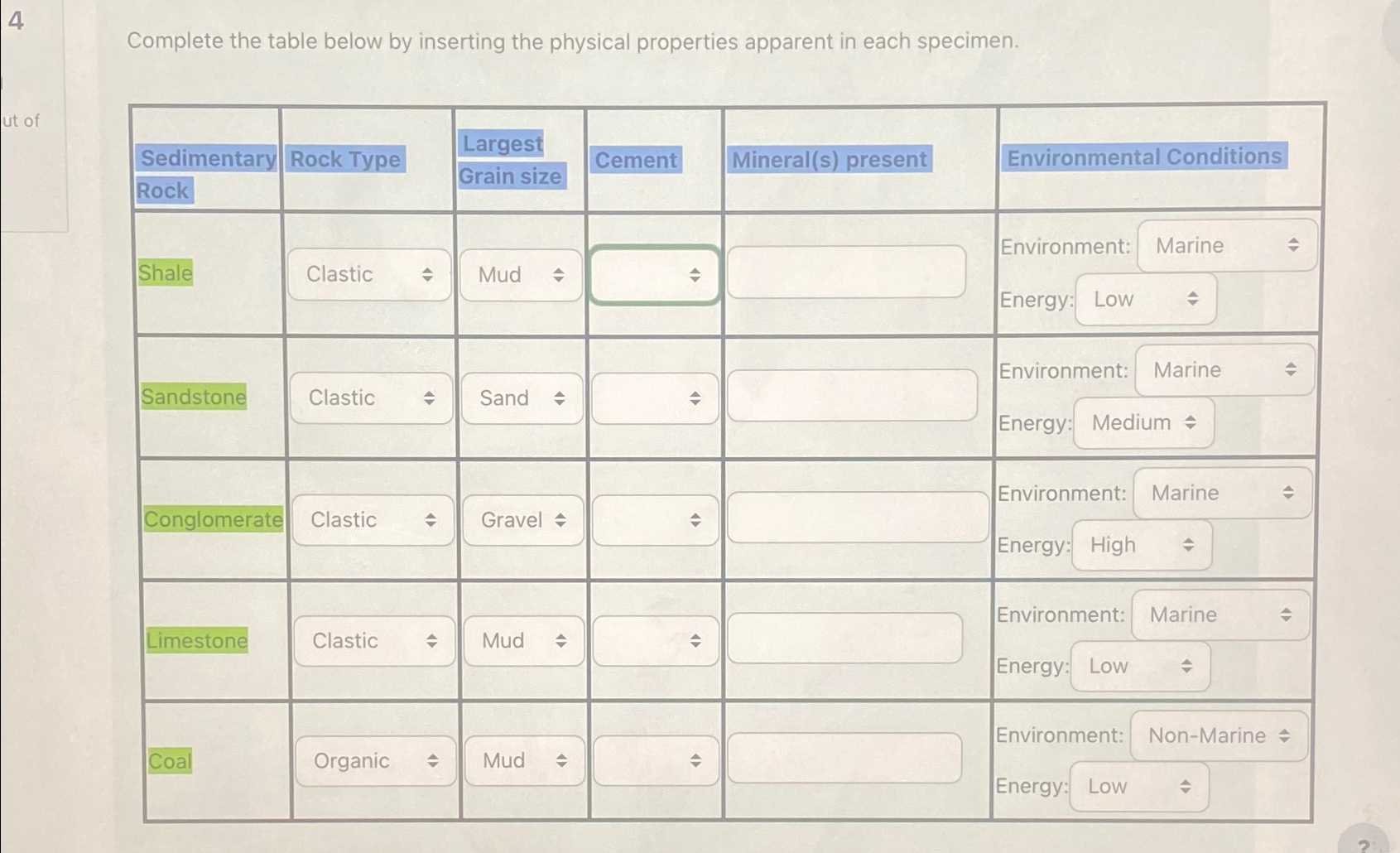 Solved 4Complete the table below by inserting the physical | Chegg.com
