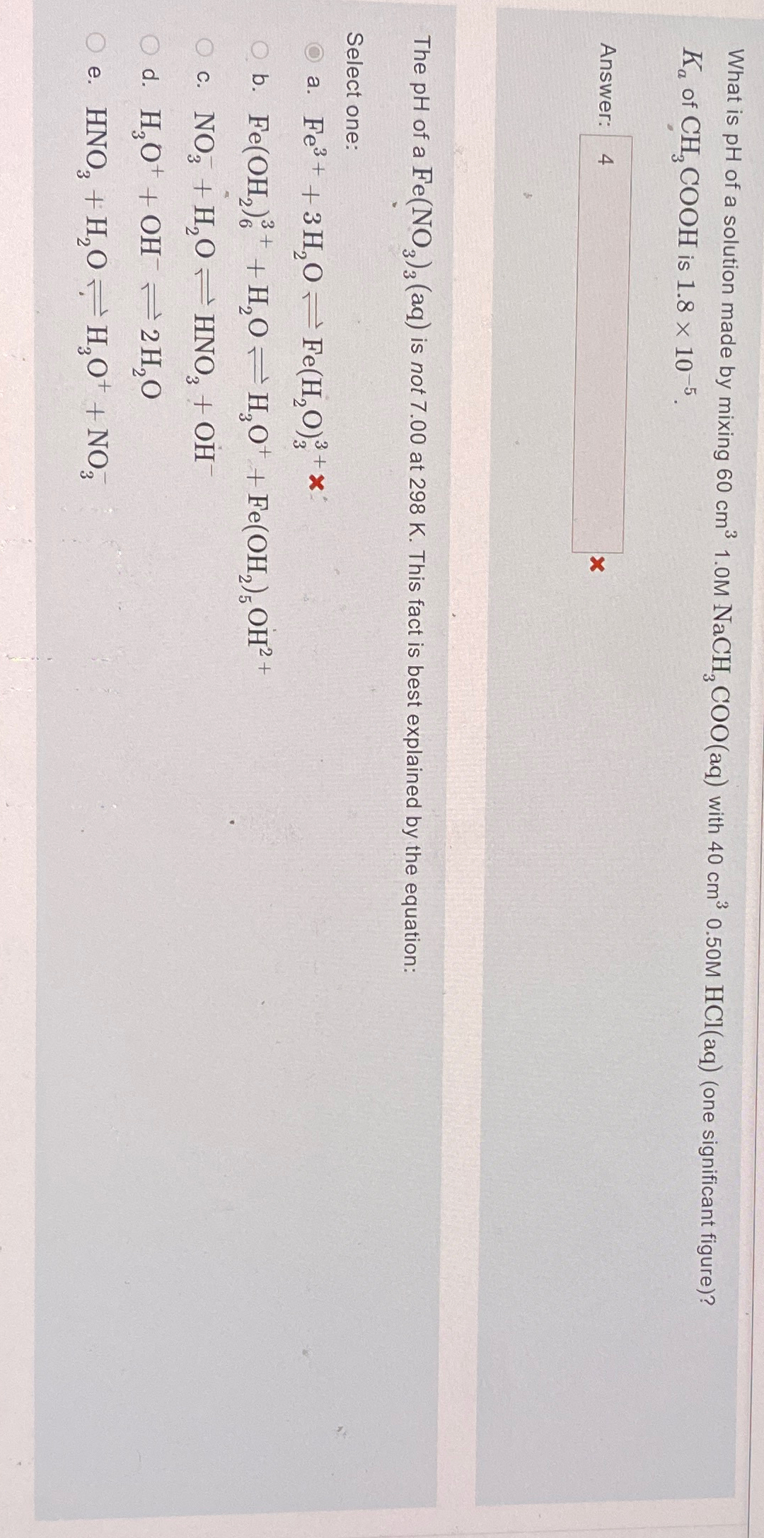 Solved What is pH ﻿of a solution made by mixing | Chegg.com