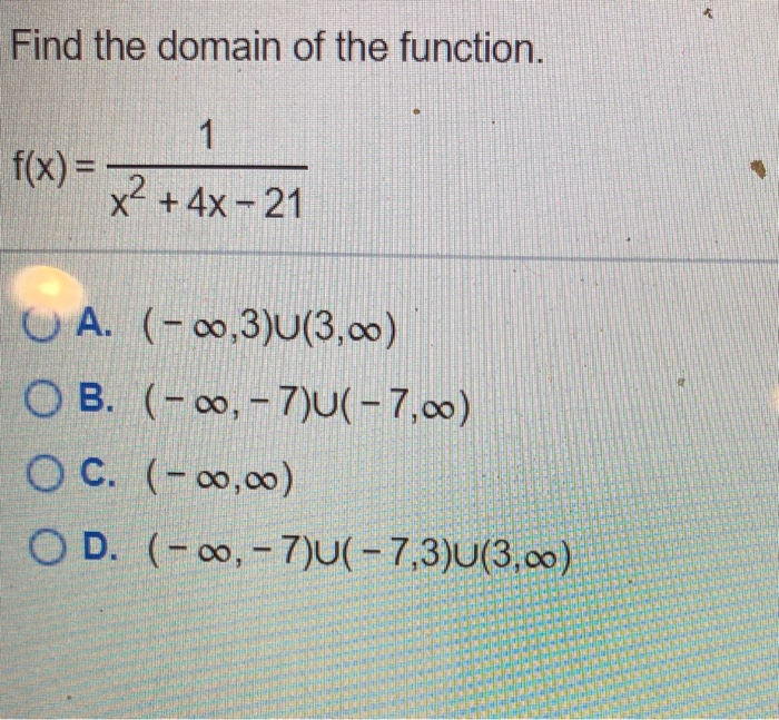 Solved Find the domain of the function. 1 f(x) = x2 + 4x - | Chegg.com