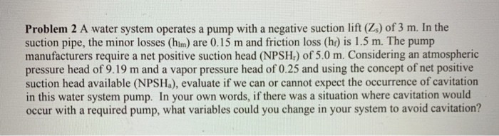 Solved Problem 2 A water system operates a pump with a | Chegg.com