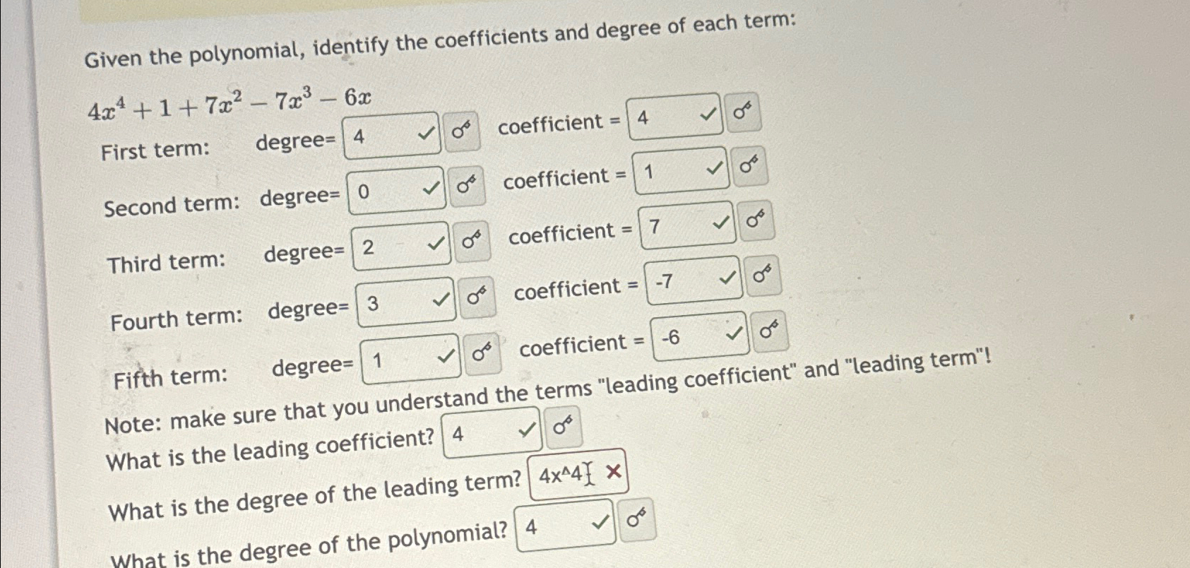 Solved Given the polynomial, identify the coefficients and | Chegg.com