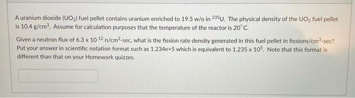 A uranium dioxide (UO) fuel pellet contains uranium | Chegg.com