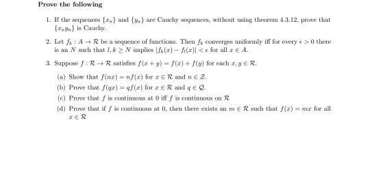 Solved Prove The Following 1 If The Sequences {n} And {n}