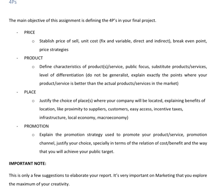4Ps The main objective of this assignment is defining | Chegg.com