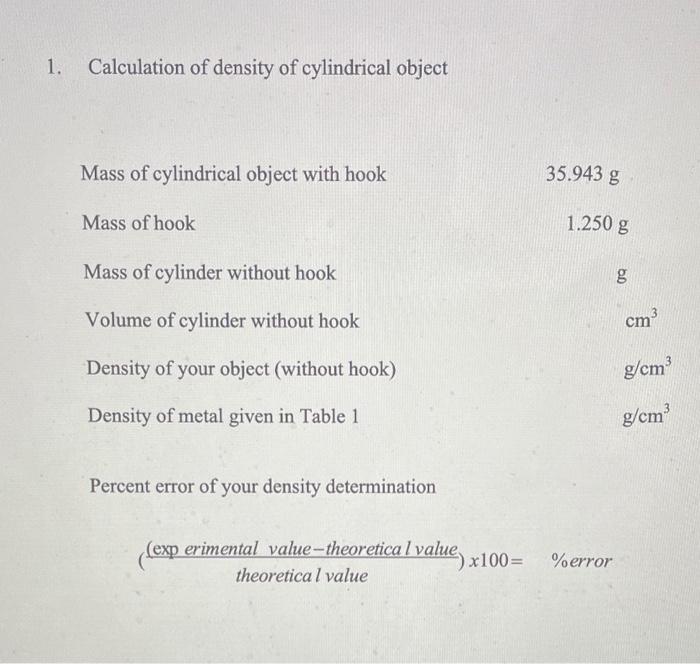 Solved Measurement of the density of a solid object. Sample | Chegg.com