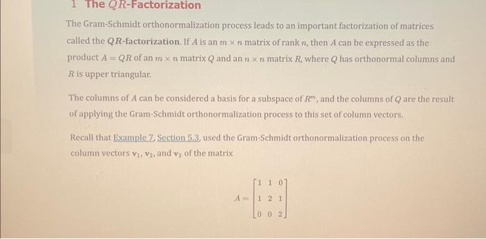 Solved let A= QR be theQR-factorization of tge mxn matrix A | Chegg.com