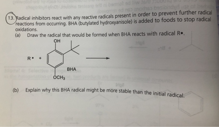 Solved n bsrmol ed liw vom ed 13. Radical inhibitors react | Chegg.com