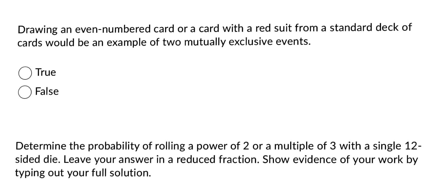 Solved Drawing an even-numbered card or a card with a red | Chegg.com