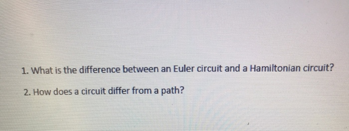 Solved 1. What is the difference between an Euler circuit | Chegg.com